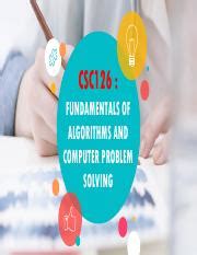 Chapter Part Pdf CSC FUNDAMENTALS OF ALGORITHMS AND COMPUTER PROBLEM SOLVING CHAPTER