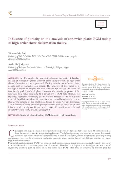 Pdf Influence Of Porosity On The Analysis Of Sandwich Plates Fgm Using Of High Order Shear