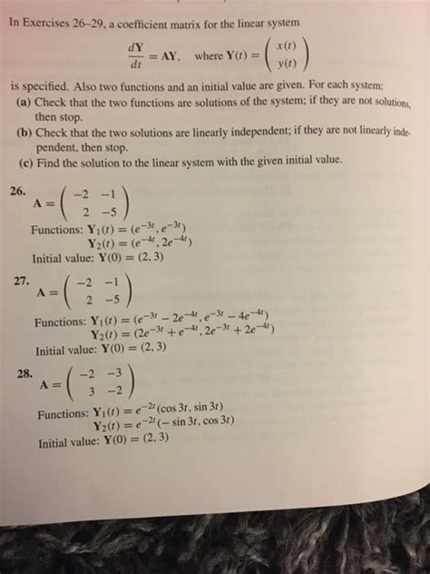 solved in exercises 26 29 a coefficient matrix for the