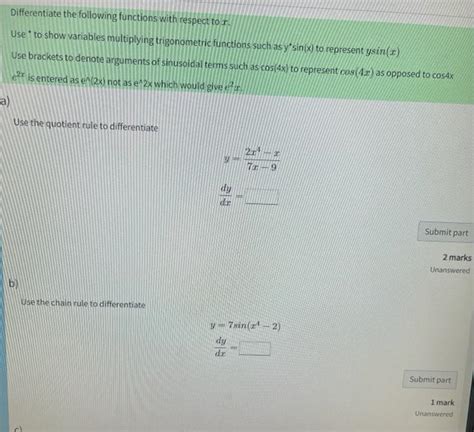 solved differentiate the following functions with respect to