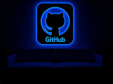 Github Logo Sign Octocat Led Art Gamer Room Sign Night Light Coder Decor Hacker Gitlab