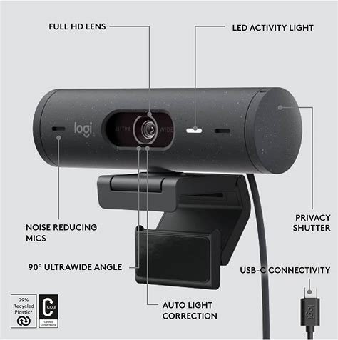 Logitech Brio 500 Full Hd 1080p Webcam Auto Light Correction Show