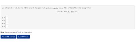 Solved Use Euler S Method With Step Size To Compute The Chegg