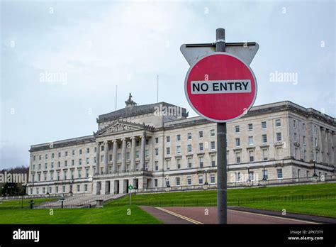No Entery Sign In The Grounds Of Stormont Parliament In Belfast In