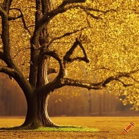 Golden Oak Trees In A Sparkling Landscape On Craiyon