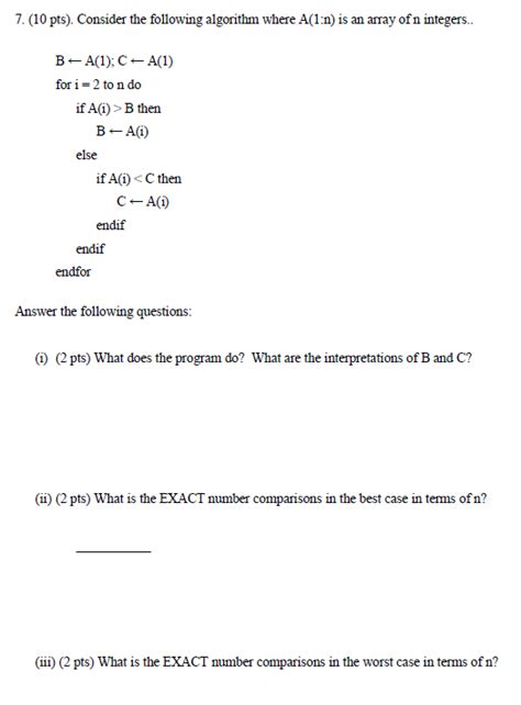 solved 7 10 pts consider the following algorithm where