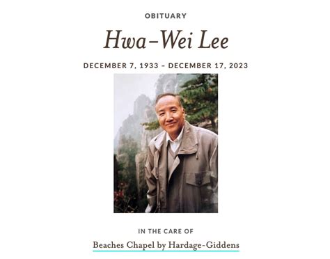 In Memory Of Our Dear Friend Dr Hwa Wei Lee World Discovery