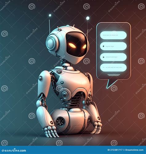 Talking Cute Robot With Artificial Intelligence Concept Of Chatbot Royalty Free Stock