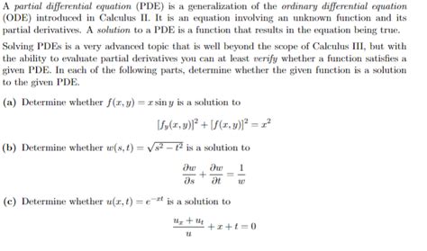 Solved A Partial Differential Equation PDE Is A Chegg
