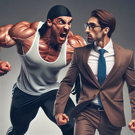 A Buff Man Full Charging At A Wimpy Nerd Blank Template Imgflip