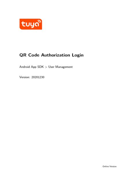 Qr Code Authorization Login Tuya Smart App Development Pdf Qr