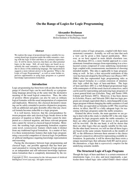 Pdf On The Range Of Logics For Logic Programming