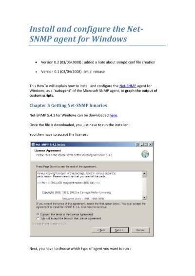 install and configure the net snmp agent for windows