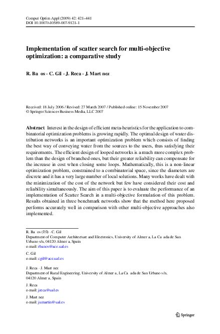 Pdf Implementation Of Scatter Search For Multi Objective Optimization