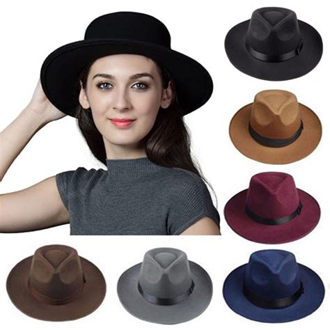 Cheersus Women Men Retro Style Wide Brim Panama Hat Belt Buckle Felt