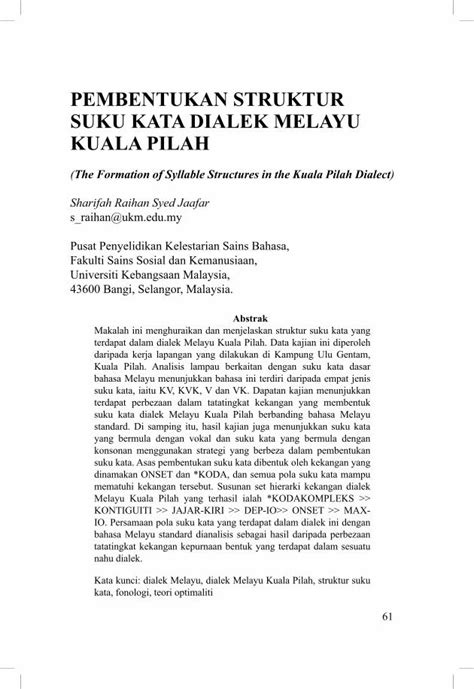 Pdf Pembentukan Struktur Suku Kata …jurnalbahasa Dbp My Wordpress Wp Content Uploads