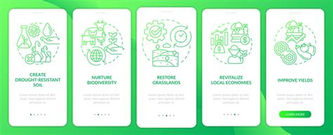 Regenerative Culture Green Gradient Onboarding Mobile App Screen Walkthrough 5 Steps Graphic