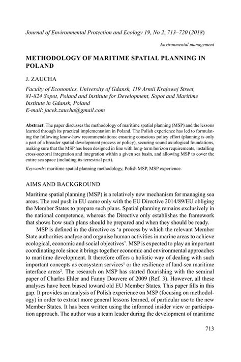 Pdf Methodology Of Maritime Spatial Planning In Poland