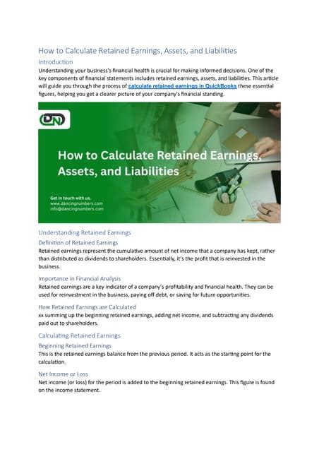 How To Calculate Retained Earnings Assets And Liabilities Pdf Free