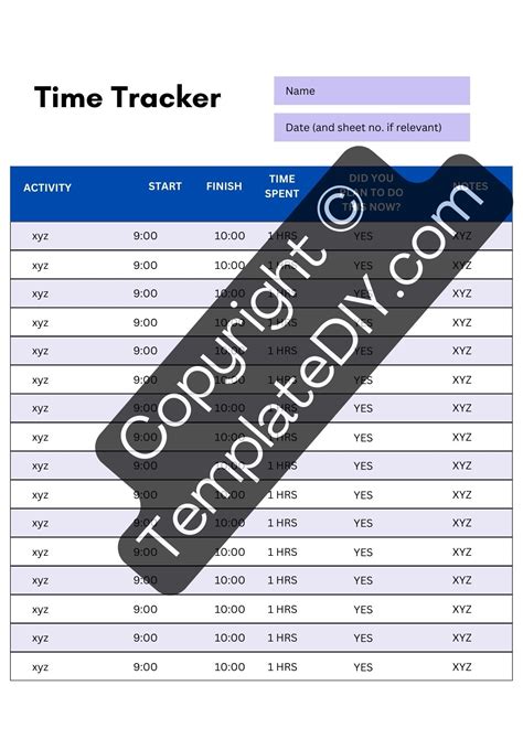 Excel Template Time Tracker Printable Template In PDF Word Time Tracker Excel Templates Tracker