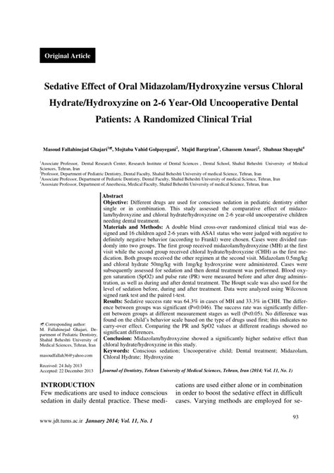 Pdf Sedative Effect Of Oral Midazolam Hydroxyzine Versus Chloral Hydrate Hydroxyzine On 2 6