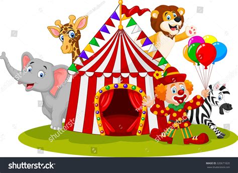 Circo Animal Feliz Y Payaso Vector De Stock Libre De Regalías