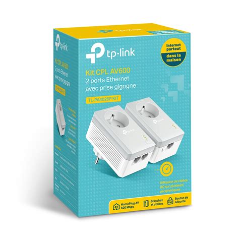 Tl Pa4025p Kit Kit De 2 Cpl Av600 2 Ports Ethernet Avec Prise Gigogne