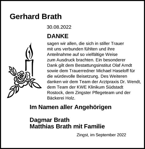 Traueranzeigen Von Gerhard Brath Trauer Anzeigen De