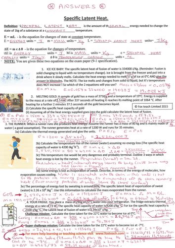 Specific Latent Heat Teaching Resources