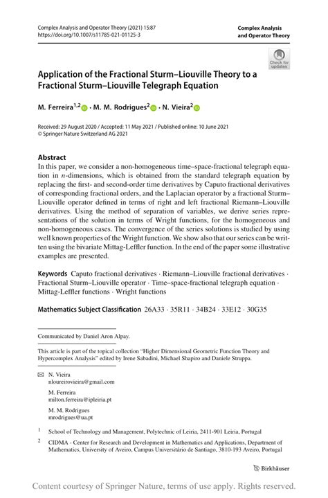 Application Of The Fractional Sturmliouville Theory To A Fractional