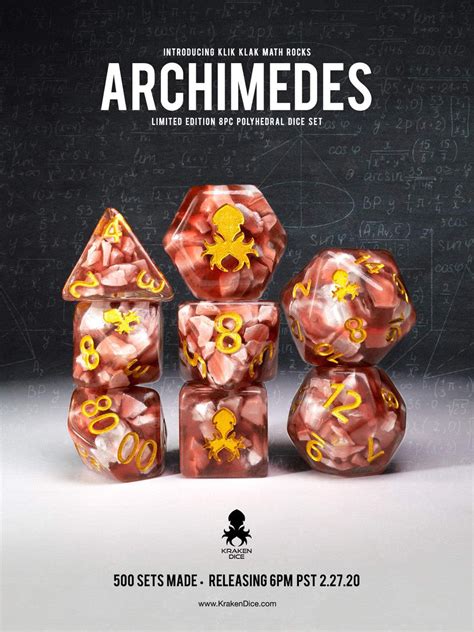 Archimedes Klik Klak Math Rocks Limited Edition 8pc Polyhedral Dice