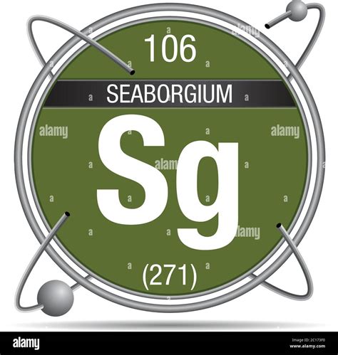 Seaborgium Symbol Inside A Metal Ring With Colored Background And