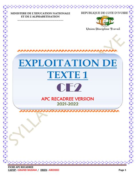 Expl De Texte 1 Ce2 Pdf