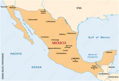 Simple Vector Map Of The State Mexico Stock Vector Adobe Stock