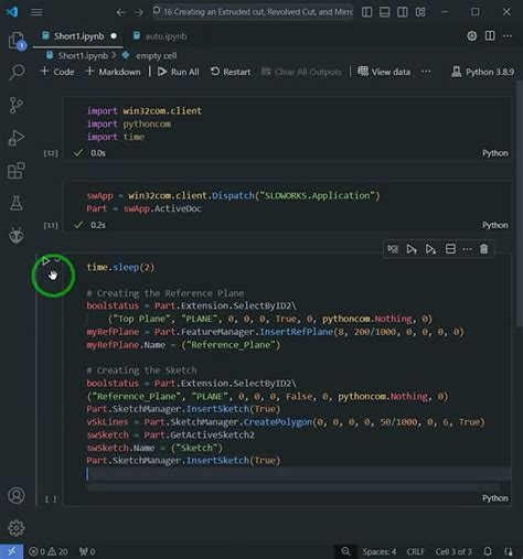 solidworks api creating an extruded cut engineering solidworks macro python youtube