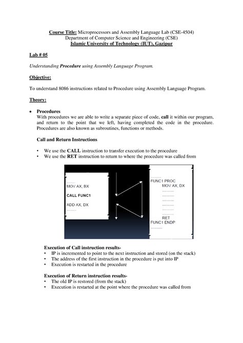iut mpal lab 5 1a 2b course title microprocessors and assembly language lab cse 4504
