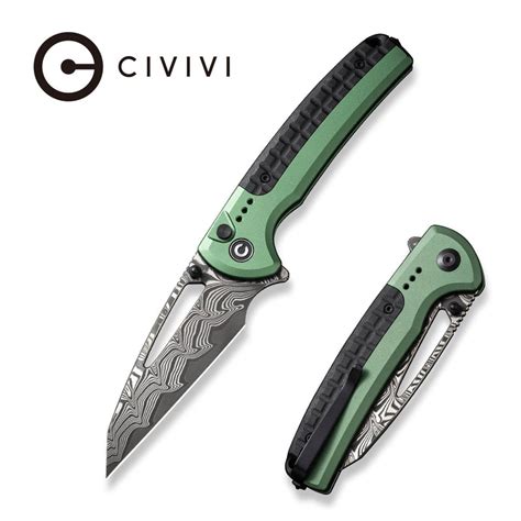 Civivi Sentinel Strike Damascus Knife Aluminum And Frn Handle