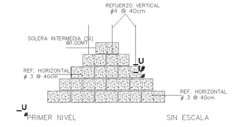 Brick Wall Front Constructive Section Cad Drawing Details Dwg File