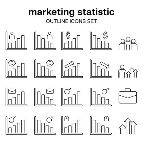 Statistic Infographic Data Analysis Outline Icon Collection Set Bundle Design Chart Bar Report