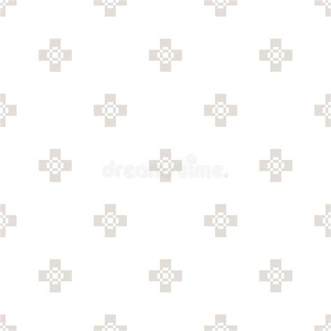 Subtle Vector Geometric Seamless Pattern With Small Crosses Beige And White Stock Vector