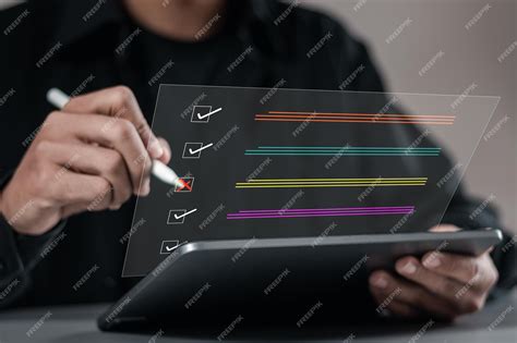 Premium Photo Questionnaire With Checkboxes Businessman Filling Survey Form Online Answer