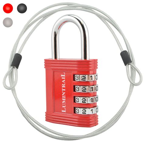 Padlock With Steel Security Cable And Set Your Own Combination Lumintrail