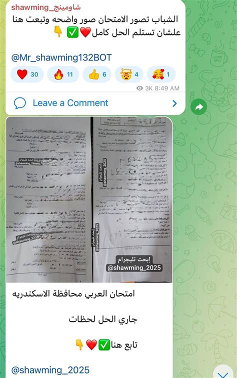 تسريب امتحان العربي الصف الثالث الاعدادي 2025 شاومينج صور الايام