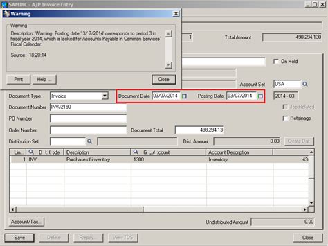Sage 300 Erp Behavior While Posting Entries In Locked Fiscal Period