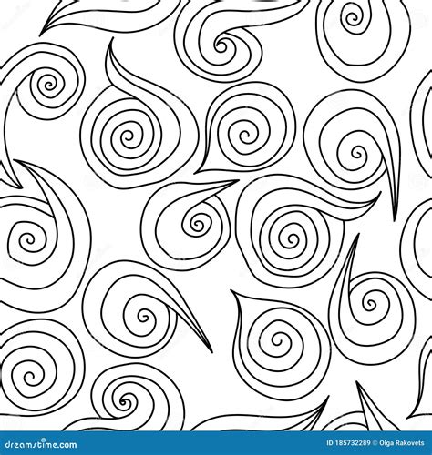 Doodle Curls Seamless Pattern Outline Vector Iliustration Stock Vector Illustration Of