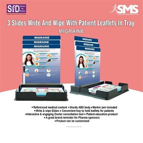3 Slides Write And Wipe With Patient Leaflets In Tray Migraine At