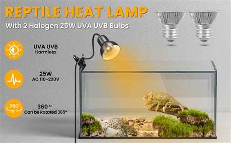 Luxvista Tortoise Heat Lamp 25w Uva Uvb Basking Light Reptile Heat