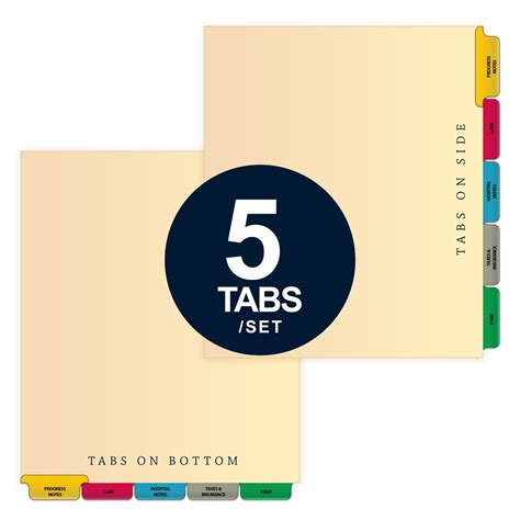 Custom Index Chart Dividers 90 Manila 5 Tabs Per Set Ecom Folders Medical File Folders