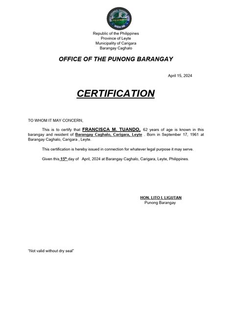 Brgy Certification Autorecovered Pdf