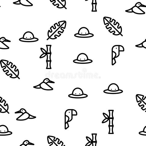 Jungle Forest Collection Elements Icons Set Vector Stock Vector